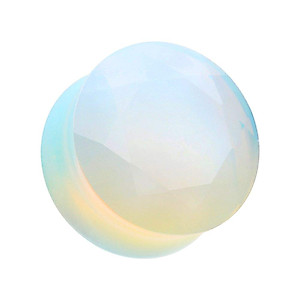 Covet Jewelry Faceted Opalite Stone Double Flared Ear Gauge Plug (1" (25mm))