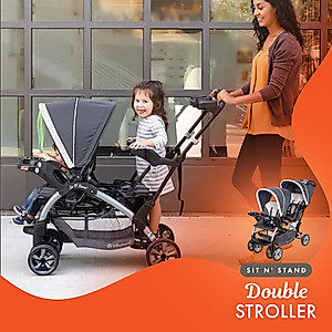Baby Trend Sit N Stand Easy Fold Travel Double Baby Dual Stroller and Single Infant Car Seat Travel System with Safety Harnesses and Cover, Magnolia