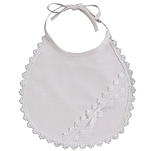 White Cotton Laced Christening Baptism Bib