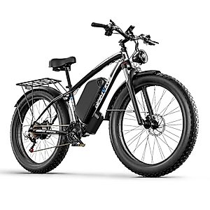 ECOCOGY Electric Bike for Adults 2000W Peak 2500W Motor Ebike with 19.2AH Battery E Bike Up to 40MPH 21 Speed Electric Bicycle, 26" All Terrain Electric Bike Fat Tire with Front Fork Suspension(White)