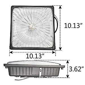 1000LED 4 Pack LED Canopy Light, 65W 8,000Lm 300W HID/HPS Equal, 10" x 10", LED Shop Light, 5000K, AC100-277V, Waterproof IP65, Gas Station Canopy Light