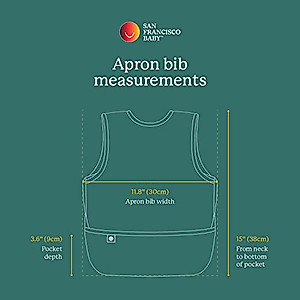 Baby Bib for Boys and Girls w/Food Catcher Pocket - Waterproof, Wipe Clean, Machine Wash, Fast Drying Feeding Smock - Recycled Polyester - Animal Print Suitable for Babies to Toddlers