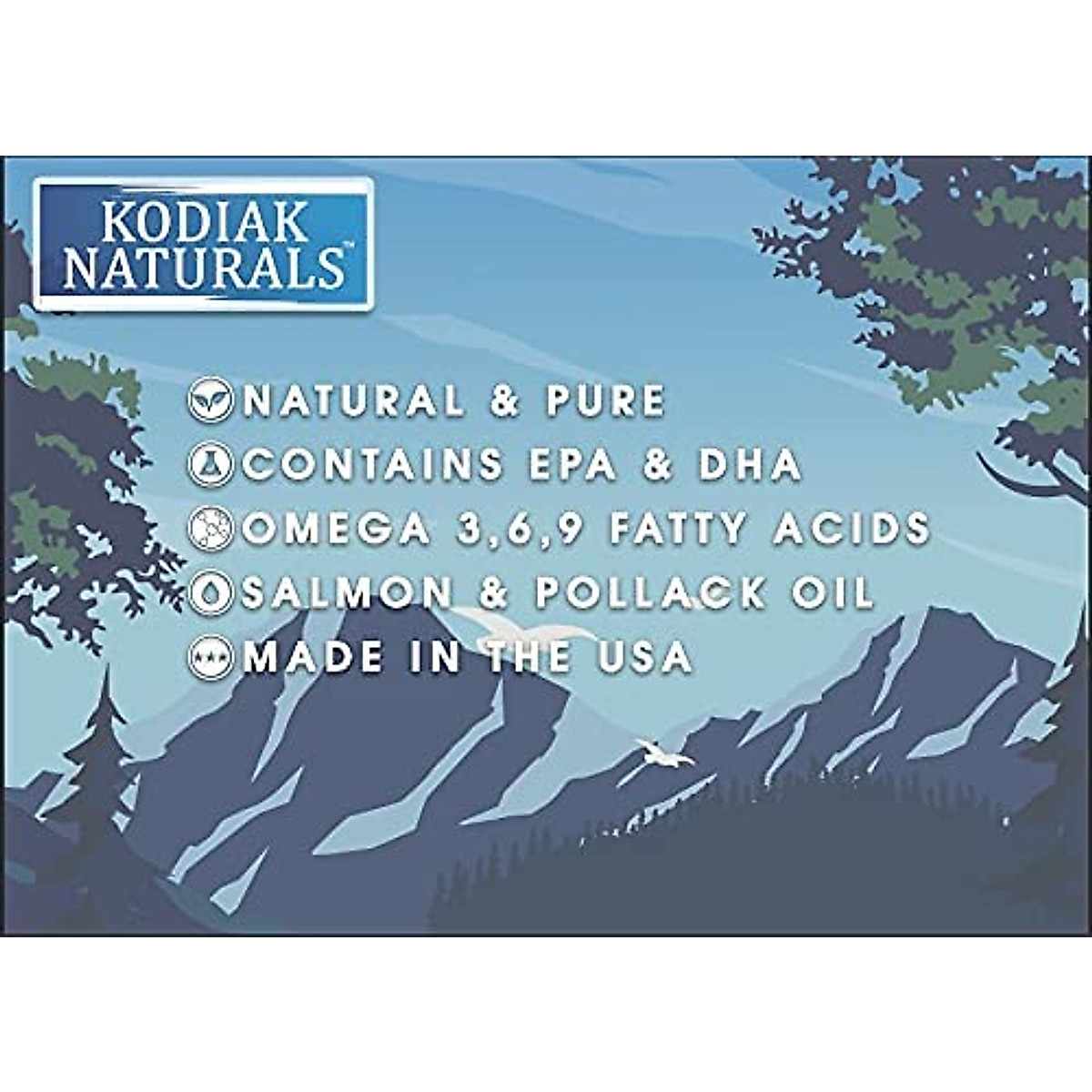 Kodiak Naturals 18oz Wild Alaskan Salmon Oil Formula for Dogs & Cats, a Balanced Blend of Pure Fish Oils with EPA and DHA from Wild-Caught Fish. Support for Skin & Coat, Joints, and Immune Health.