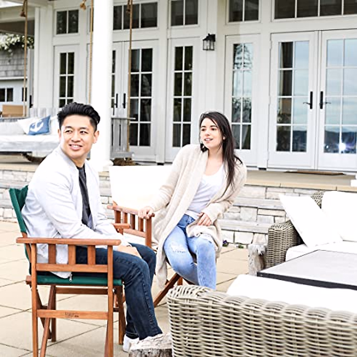 BYER OF MAINE, Pangean Campaign Chair, 20" D x 23.5" W x 36" H, Holds Up to 250 lbs, Hardwood, Perfect for Patio/Deck, Wood Folding Chairs, Patio Chair, Deck Chair, Wood Camp Chair, Green, Single