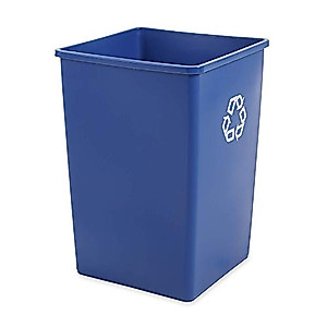 Rubbermaid Commercial Products 35-Gallon Untouchable Square Trash/Garbage Can for Offices/Stores/Restaurants, Blue Recycling (FG395873BLUE)