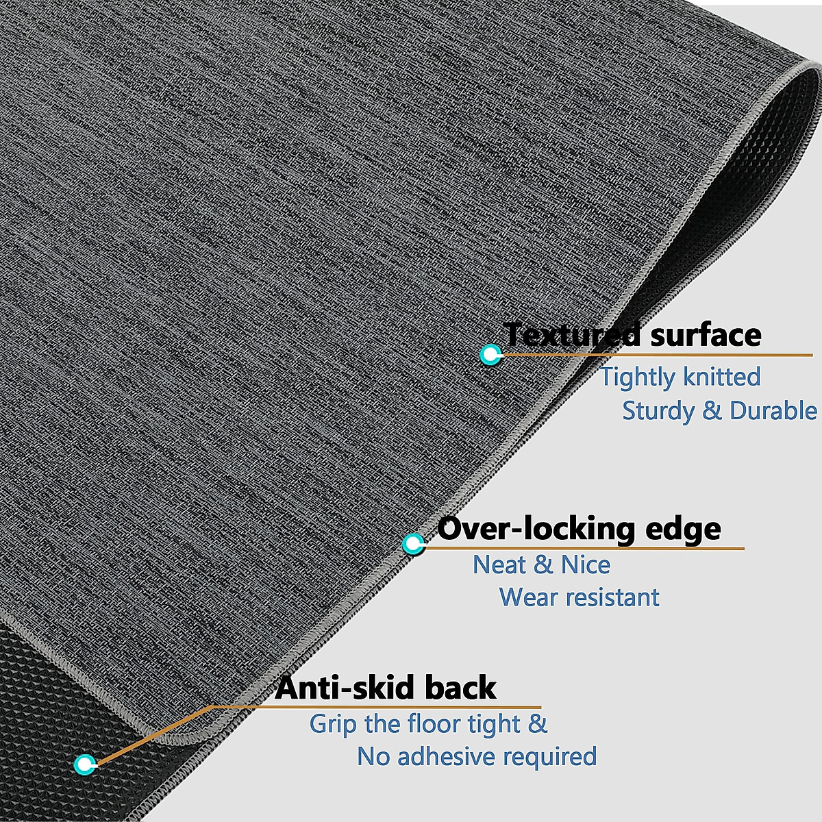 RccugmatS Chair Mat for Hardwood & Tile Floor, 36" x 48" Heavy Duty Office Chair Mat for Rolling Chairs, Anti Slip, Non-Curve, Floor Protector for Home Office, Gray