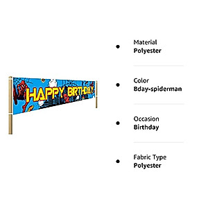Large Superhero Spider Man Happy Birthday Banner, Spider Man Themed Birthday Party Supplies Decorations, Superhero Birthday Party Supplies for Boys Kids, Outdoor Indoor (118 x 19 In)