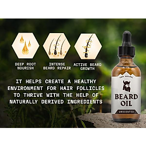 Striking Viking Beard Oil Conditioner, Unscented for Men (Large 2 oz) - All-Natural Argan & Jojoba Formula - Softens, Smooths & Strengthens Beard Growth
