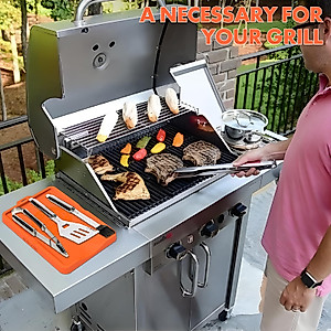 Silicone Spatula Mat for Ladle, Serving Spoon Drip Pad & Grill Utensil Holder for Kitchen, Stovetop, Cooking & Countertop, Heat-Resistant, BPA-Free, Kitchen Utensil Holder(Orange)