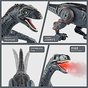 Teensmagic Remote Control Dinosaur Toy for Kids 6-12 - Jurassic Velociraptor RC Robot with Light & Roaring Sound, Educational Birthday Gift for Boys & Girls