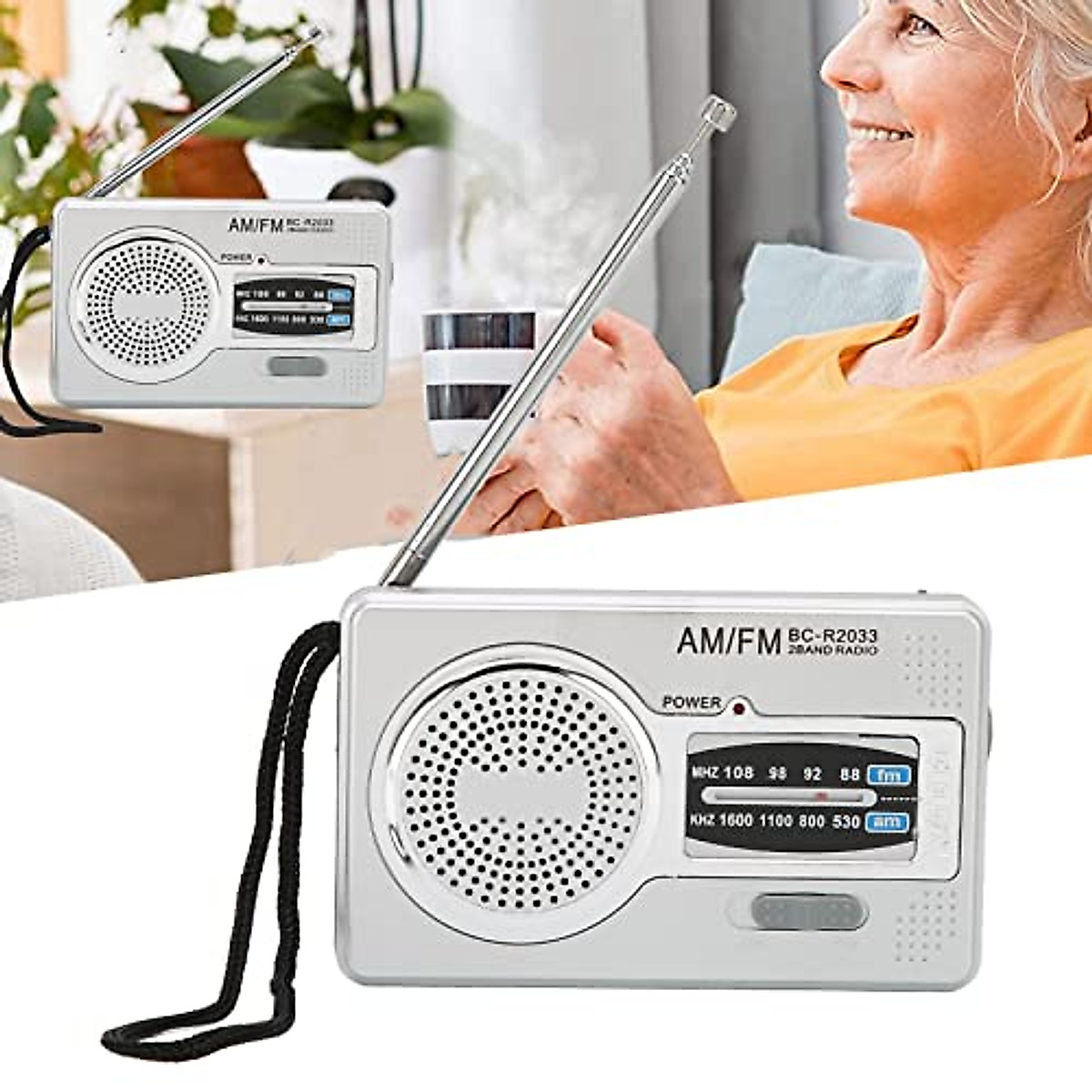 GOWENIC Portable Radio, Mini Pocket AM FM Transistor Radio Battery Powered Weather Radio with Loudspeaker Headphone Jack for Home, Outdoor Travel, Entertainment, Emergency Use