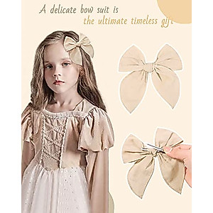 doboi 20PCS Fable Bows 4.5 Inch Hair Bows Clips Baby Girls Hair Clips Cotton Linen Bows for Girls Solid Color Hair Accessories for Baby Toddlers Kids