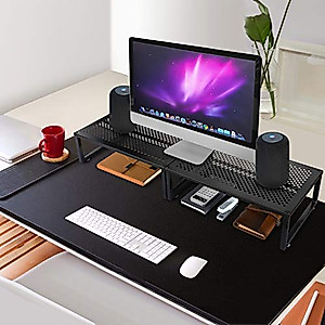 2 Pack- Simple Trending Monitor Stand Riser, Metal Desk Organizer Stand with Anti-slip suction cup for Laptop, Computer, iMac, Pc, Printer, Black