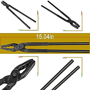 Blacksmith 15” Wolf Jaw Tongs and Hammer Tool Set Essential Tools for Blacksmith Bladesmith Forge