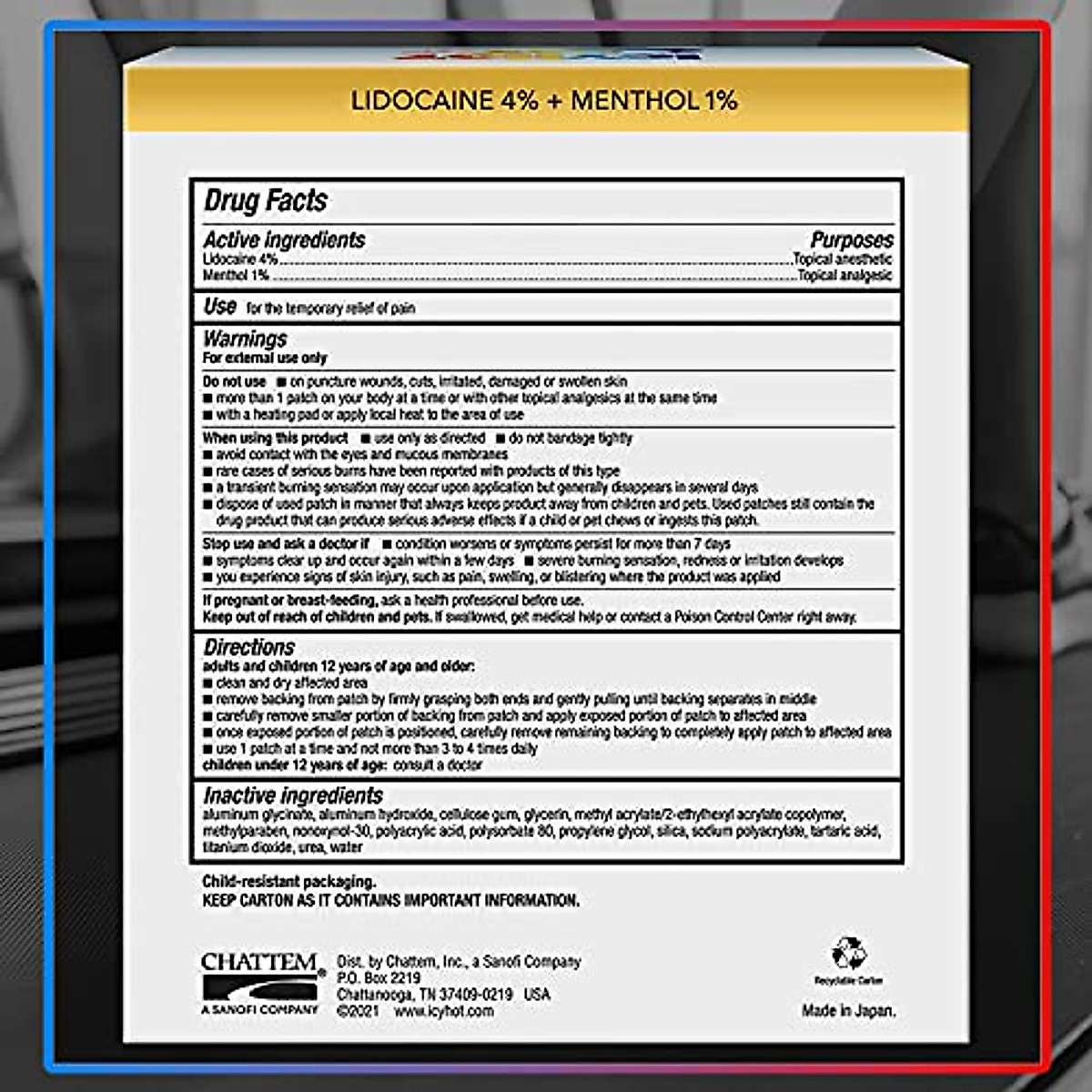 Icy Hot Max Strength Lidocaine Pain Relief Patch (5 Count) Penetrates for Fast, Targeted Relief