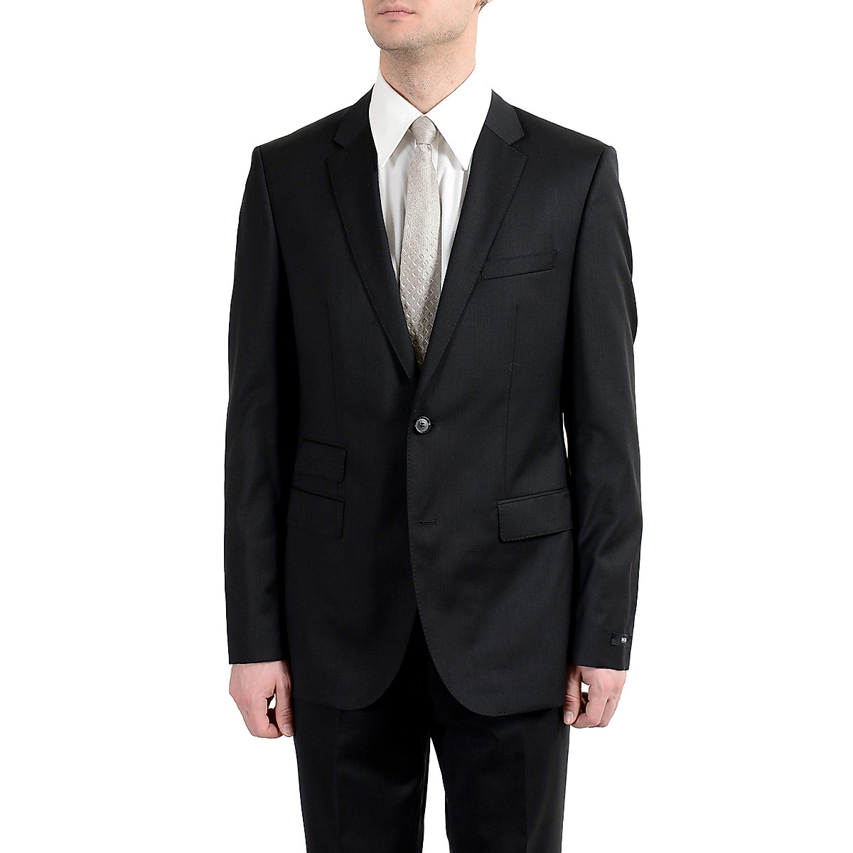 Hugo Boss "The King/Central_1" Men's 100% Wool Two Button Suit US 40L IT 50L Black