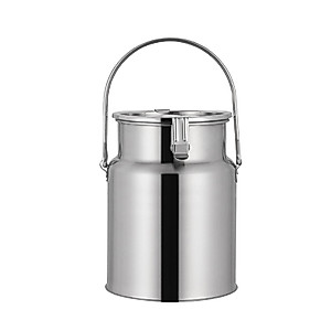 Adima 304 Stainless Steel Milk Transport Can, Heavy Duty Milk Canister Wine Pail Bucket Milk Barrel Tote Jug Dairy Pot with Sealed Lid And Single Handle (Silver),10L