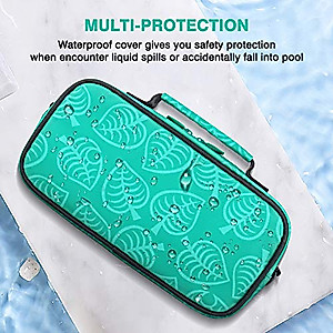 DLseego Carrying Case Design for Switch and New Switch OLED Console, Travel Carry Cover Storage Shell for New Leaf Animal Crossing Design holds up to 10 game cards Slots