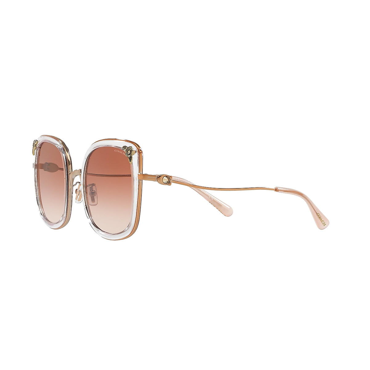 Coach HC7101B Sunglasses, Rose Gold/Transparent Pink/Pink Gradient, 53 mm