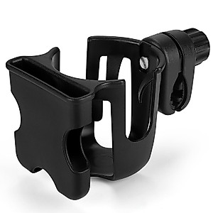 Accmor 2-in-1 Stroller Cup Holder, Universal Cup Holder for Uppababy Nuna Doona Strollers, 360° Rotatable Large Caliber Drinks Holder Cup Holder for Stroller, Bike, Wheelchair, Walker, Scooter