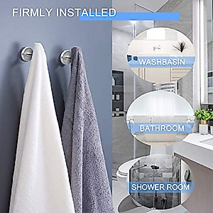 SOMDARHK Towel Hooks for Bathrooms Brushed Nickel SUS304 Stainless Steel Towel Clothes Hook Wall Hook Robe Hook Holder, Heavy Duty Round Coat Hooks for Bathroom Livingroom Hotel Kitchen Garage 2 Pack