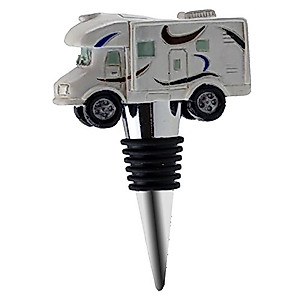 Garden party Class C Motorhome Camper RV Wine Stopper Bottle Topper, Collectible Lodge Cabin Camping Decor, 3.5"