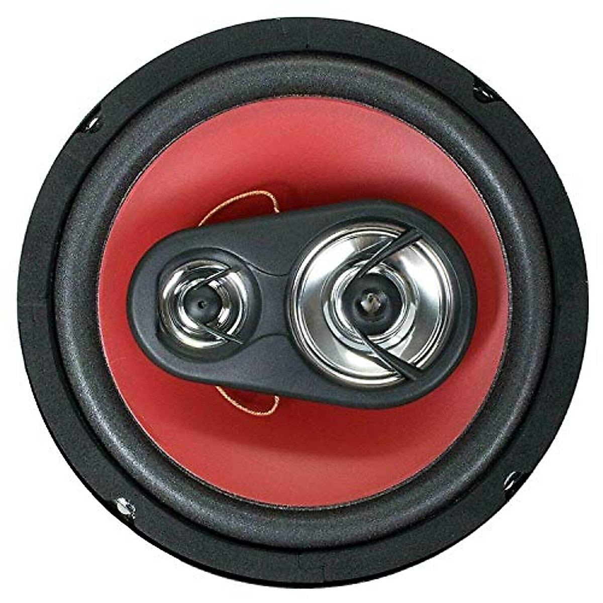 Audiobank 4X 6.5-Inch 800 Watts Peak Power Handling Total 3-Way Red Car Audio Stereo Coaxial Speakers Rubber Coated Cloth Speaker Surround Sensitivity -90dB -AB1670