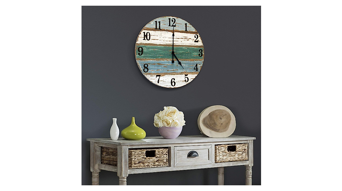 Rustic 18-Inch Beach Wall Clock | Handmade Wood Decor