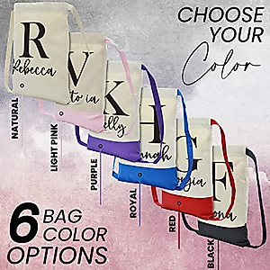 People People Personalized Initial Drawstring Backpack w/Name - Custom Bookbag for Girls & Boys - 18 Vinyl & 6 Bag Colors – Customized Back Beige