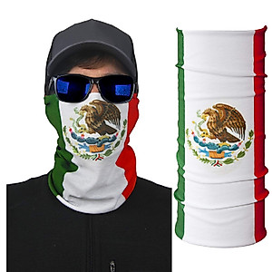 International Tie Mexico Flag Bandana – Face Mask: Soft & Breathable Material Multi-Functional Neck Gaiter, Balaclava, Sunmask or Headband
