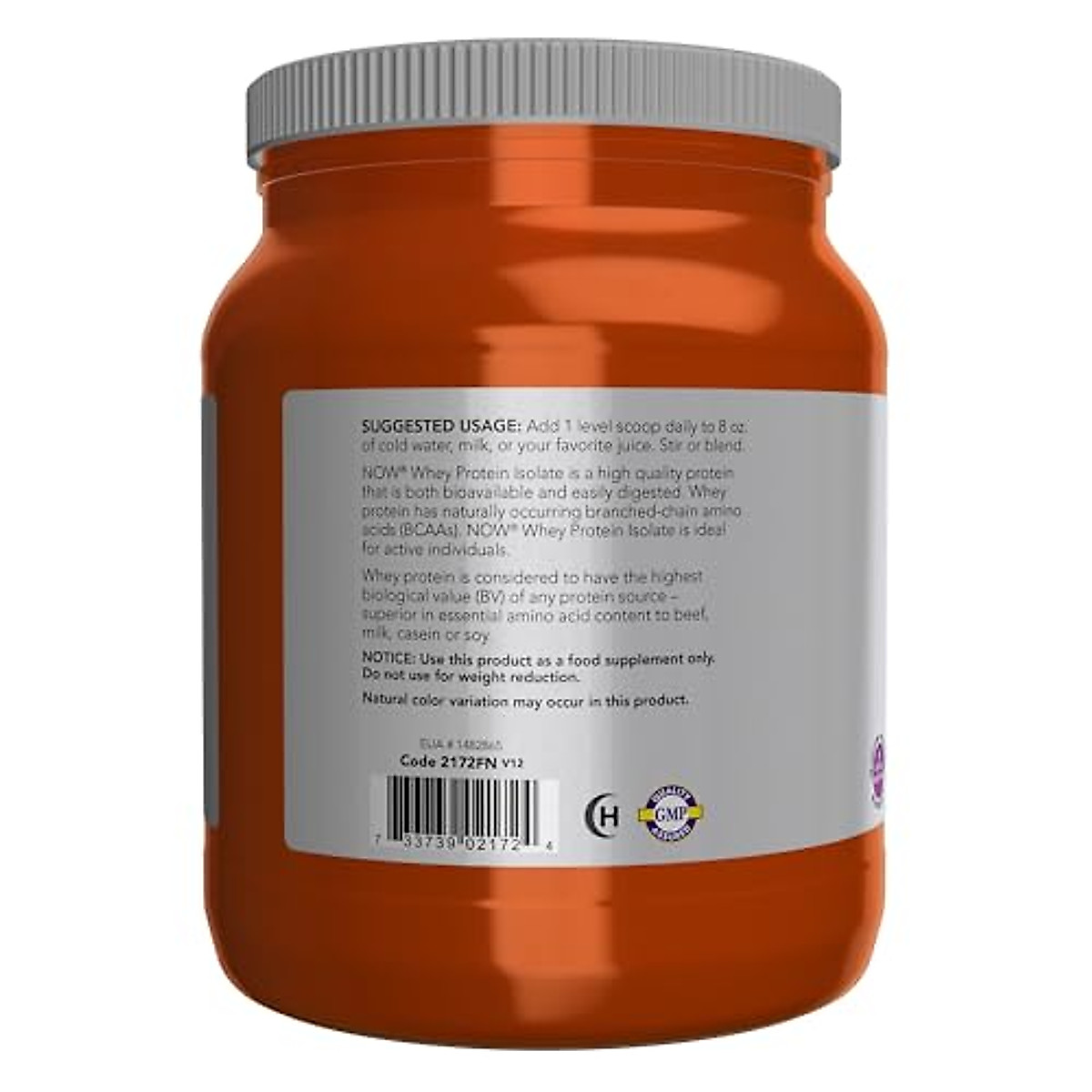 NOW Sports Nutrition, Whey Protein Isolate, 25 g With BCAAs, Unflavored Powder, 1.2-Pound