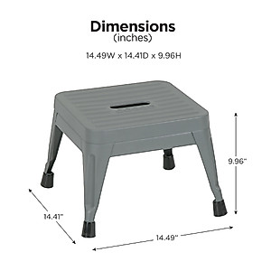COSCO 1-Step Stackable Step Stool, 7 Ft. 3in Max Reach, 225 lb. Weight Capacity, ANSI Type II, 2 Pack (Gray)
