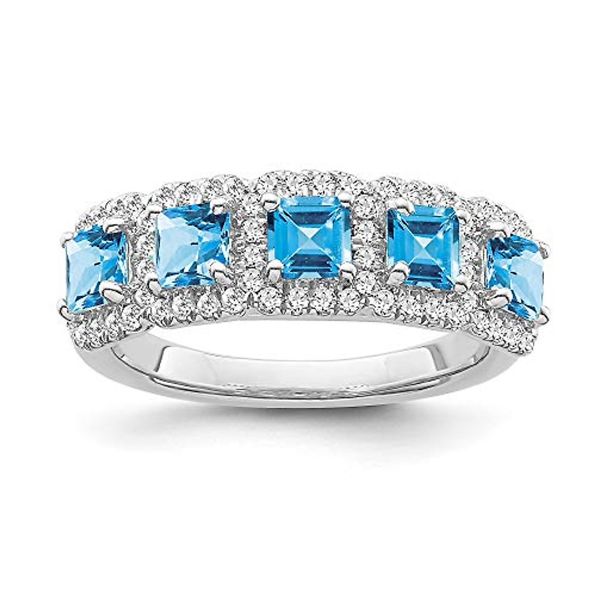 ARAIYA FINE JEWELRY Sterling Silver Diamond and Blue Topaz Ring (1/3 cttw, I-J Color, I2-I3 Clarity), Size 9