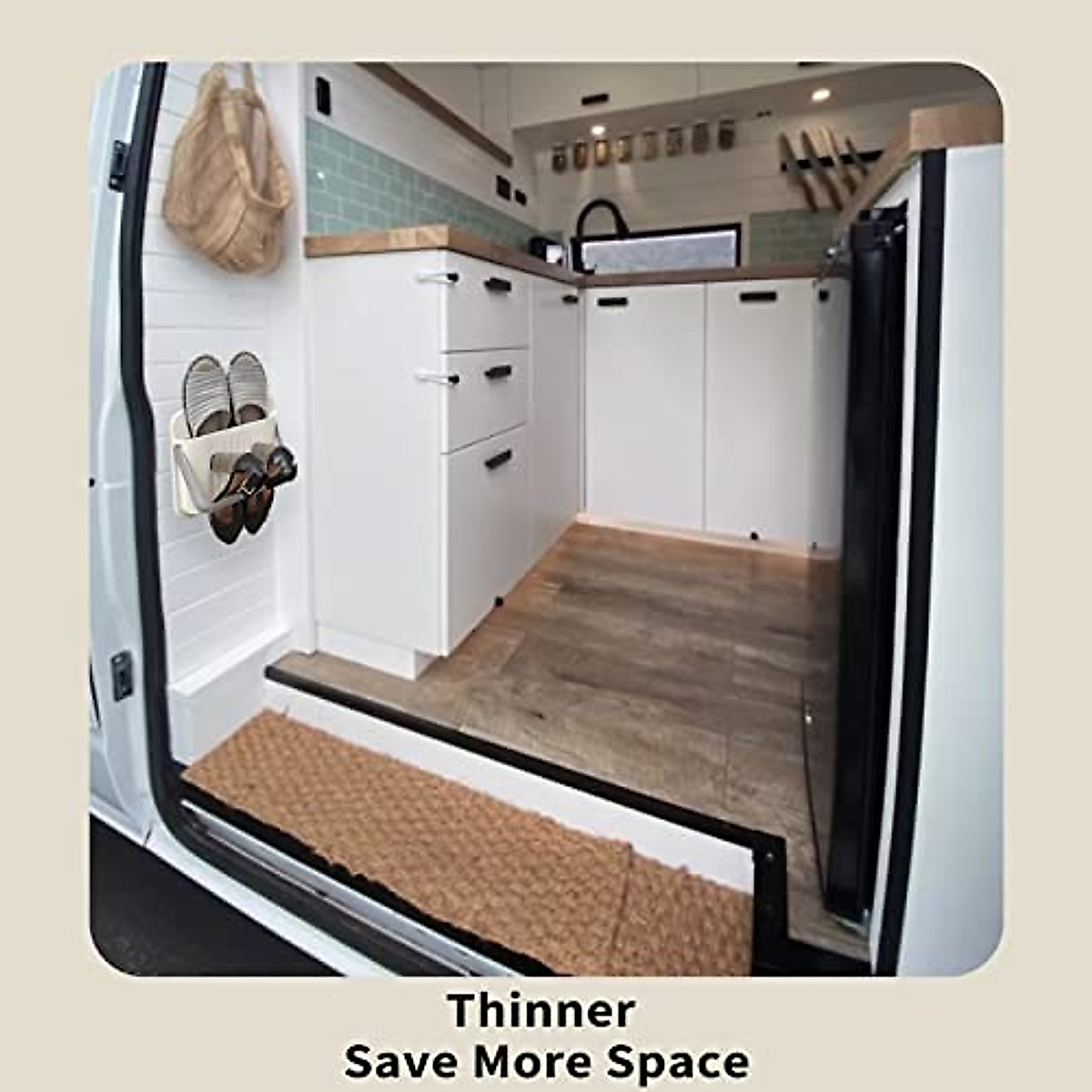 ESUDNT RV Shoe Storage Wall Mounted Shoe Rack Hanging Shoe Organizer Hanger for Door, Camper,5th wheel, Trailer (2 Pack, Creamy-white, Double Layer)