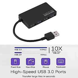 Ultra-Slim Data USB Hub USB C to USB Hub 4 Ports Type C to USB 3.0 Hub USB C to USB Adapter Support 7/8/10, Vista, XP, 2003/2000/ME, OS X, Linux Systems