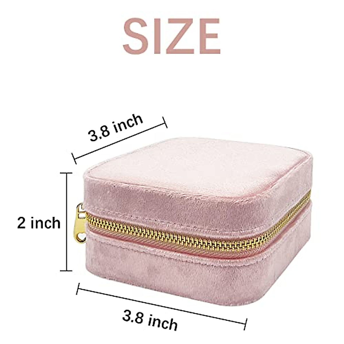 Soddeph Velvet Jewelry Box with Mirror,Mini Travel Jewelry Case, Plush Jewelry Travel Case, Small Portable Travel Jewelry Organizer, Gift for Women Girls (Prism pink)