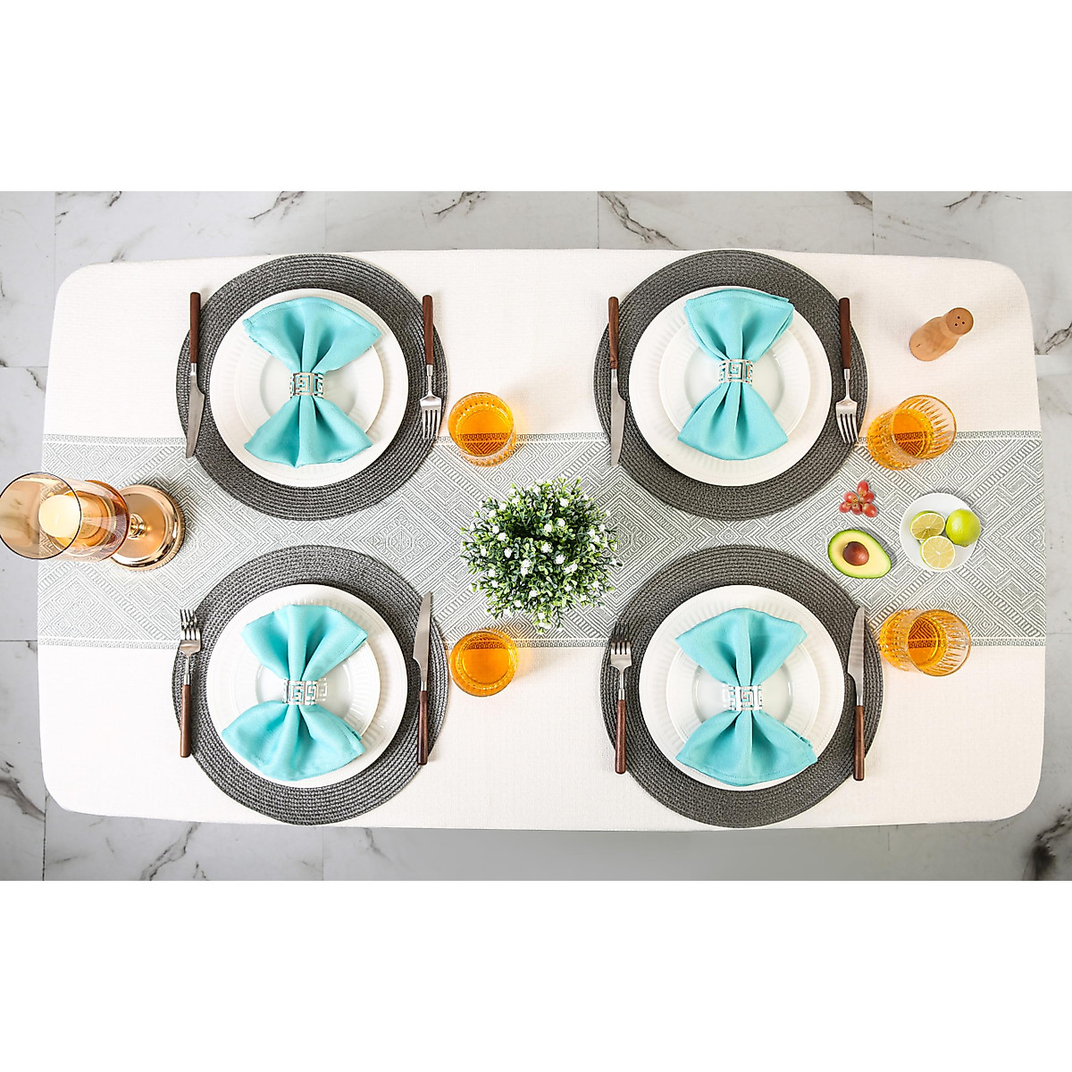 BAOFIN Round Braided Placemats Set of 6, Table Mats for Indoor and Outdoor Dining Table, Washable Woven Non-Slip Placemats, 15 inches (Gray)