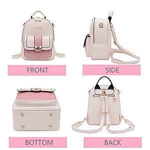 RUISUER Backpack Purse for Teen Girls Mini Backpack for Women Cute PU Leather Bookbag Small Shoulder Bag Handbag White