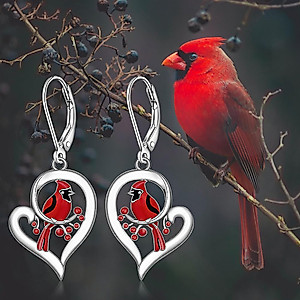 Red Cardinal Earrings Bird Earrings for Women Cardinal Appear When Angels Are Near Sterling Silver Cardinal Memorial Gifts for Loss of Loved One