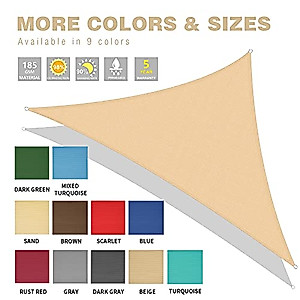 Amagenix Triangle Sun Shade Sails Canopy, Cream Outdoor Shade Canopy 20' X 20' X 20' UV Block Canopy for Outdoor Patio Garden Backyard