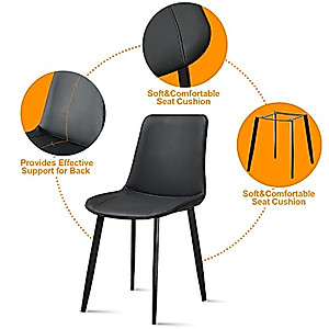 Ironalita Black Dining Chairs Set of 4, Faux Leather Mid Century Modern Chairs with Metal Chair Legs, Kitchen Side Chairs for Dining Room, Restaurant, Living Room, Waiting Room, Bedroom