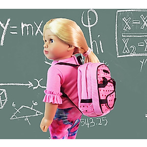 American Fashion World Doll Pink Sequin School Backpack for 18-Inch Dolls | Premium Quality & Trendy Design | Dolls Accessories for Popular Brands