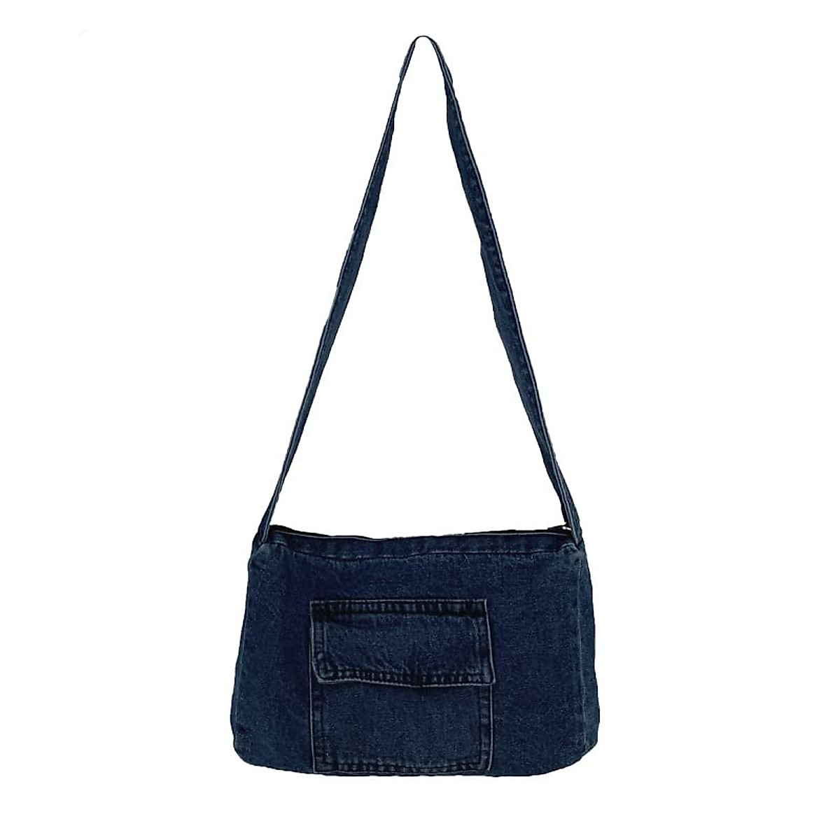 Retro Denim Shoulder Bag, Large Capacity Hobo Crossbody Shoulder Bag, Aesthetic Handbag Fairy Grunge Tote Bag (Dark Blue)