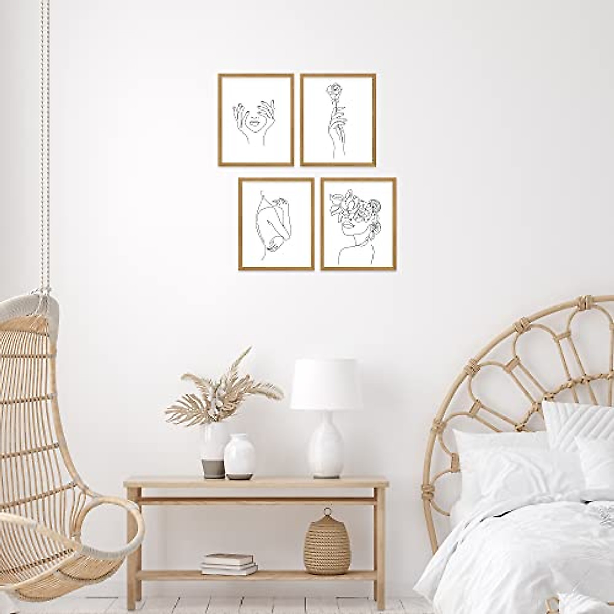 Insire Black And White Minimalist Wall Art Line Drawing Wall Art Abstract Woman Wall Art, Line Art Wall Decor Black And White Abstract Wall Art, Feminine Wall Art - Set of 4 (8x10) Unframed