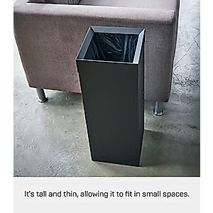 YAMAZAKI home 4489 Tall Trash Can-Modern Garbage Waste Basket with Handle, One Size, Black