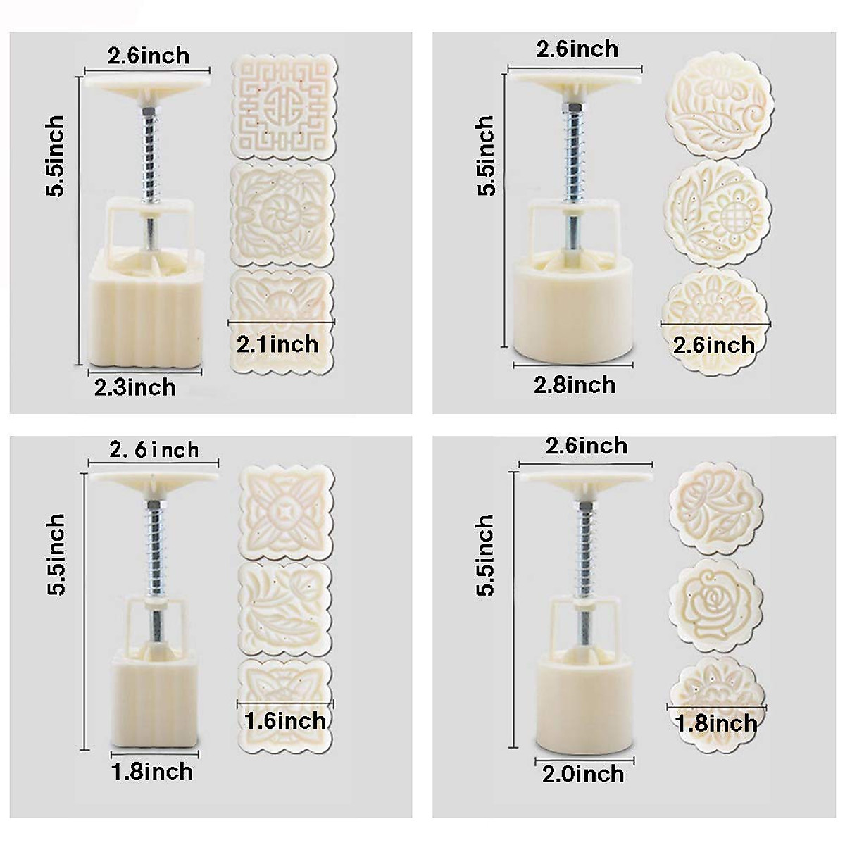 PowerKing Cookie Stamps, Cookie Presses, Moon Cake Mold, DIY Decoration Hand Press Cutter for Party Home Hotel (4 Sets, Each 3 Pattern Stamps)