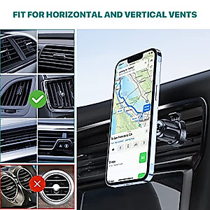 Miracase [Upgraded] Universal Magnetic Phone Holder for Car,[2nd Generation Vent Clip&Strong Magnets] Hands Free Car Phone Mount, Air Vent Cell Phone Holder for All Phones