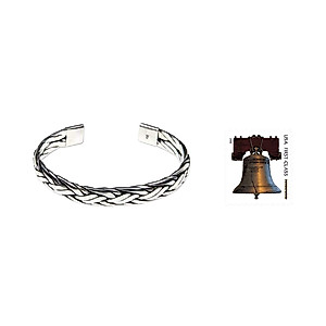 NOVICA Artisan Handmade Sterling Silver Cuff Bracelet Braided from Bali No Stone Indonesia Aluminum Gray [6 in L (end to End) x 0.4 in W] ' Singaraja Weave'