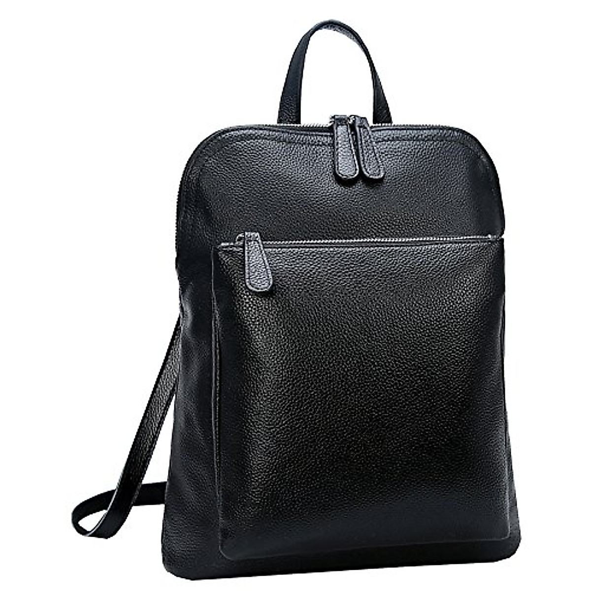 HESHE Leather Backpack Designer Purse for Women Fashion Ladies Travel College Shoulder Bag (Black-Top Grain Leather-T014)