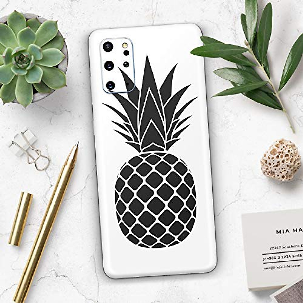 DesignSkinz Flat Pineapple Protective Vinyl Decal Wrap Skin Cover Compatible with The Samsung Galaxy S20 (Screen Trim & Back Glass Skin)